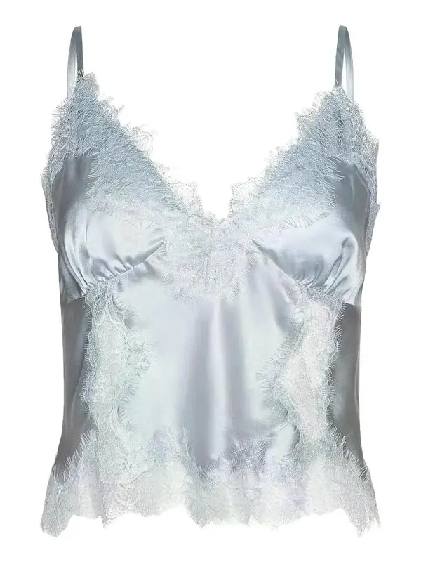 L'Agence Kimber Lace Trimmed Blouse - Blue