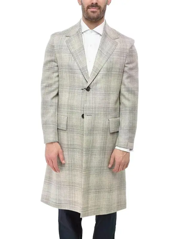 Corneliani Circle District Check Virgin Wool Coat - Grey
