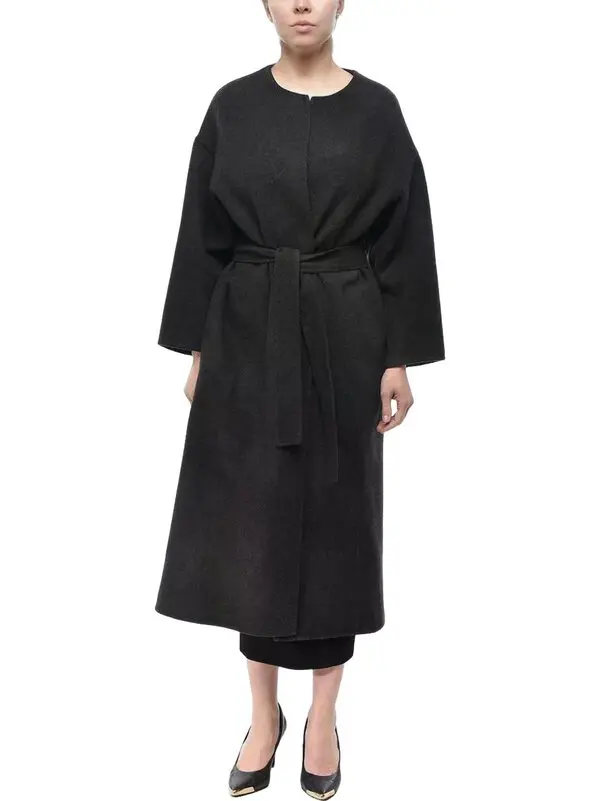 SUPER BLOND Belted Single-breasted Coat - Grey