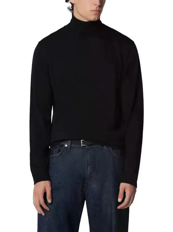 ROBERTO COLLINA Roll Neck Wool Sweater - Black