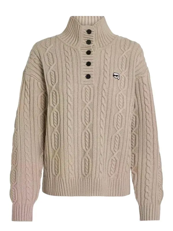Karl Lagerfeld Ikon Cable-knit Polo Sweater - Neutrals