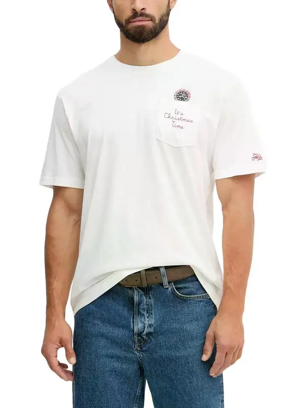 MC2 SAINT BARTH Embroidered-pocket T-shirt - White
