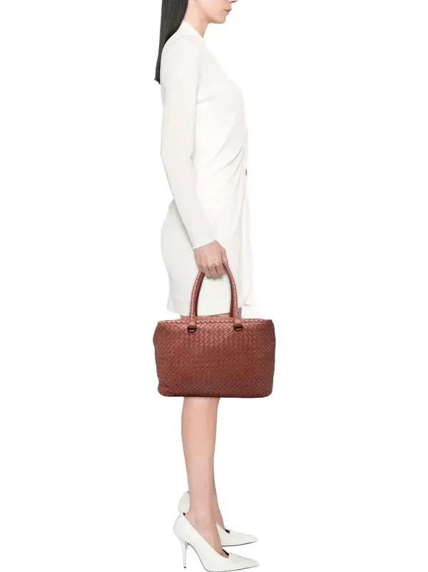 Bottega Veneta Woven Nappa Leather Tote Bag - Red