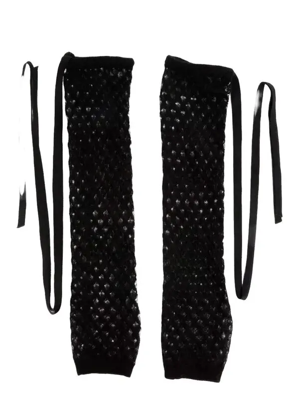 ANN DEMEULEMEESTER Ajoure-knit Leg Warmers With Tie Detail - Black