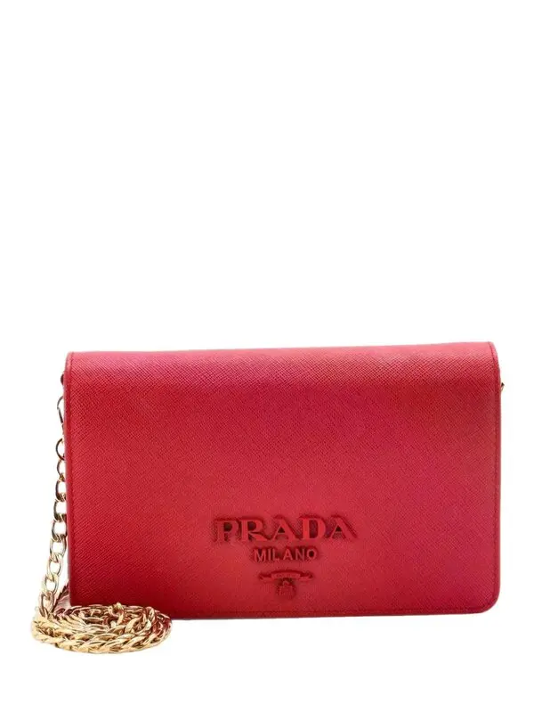Prada Saffiano Leather Chain Crossbody Bag - Red