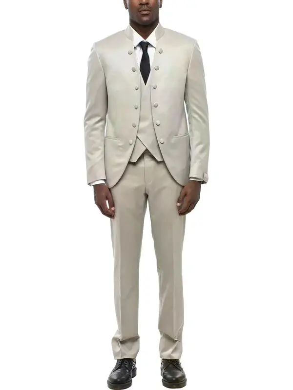 Corneliani Three-piece Korean-collar Suit - Grey