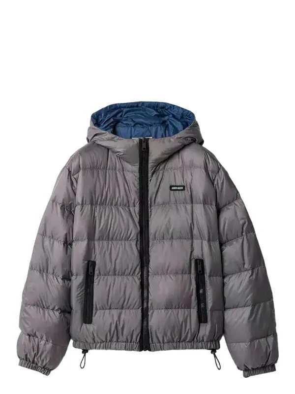 Miu Miu Light Pongé Down Hooded Jacket - Grey