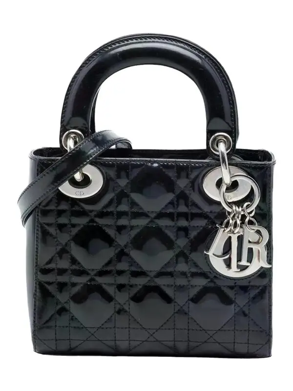 Dior 2010 Mini Patent Cannage Lady Satchel - Black
