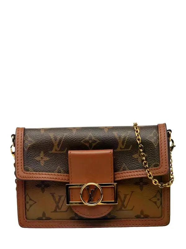 LOUIS VUITTON Monogram Reverse Dauphine Wallet On Chain Crossbody Bag - Brown