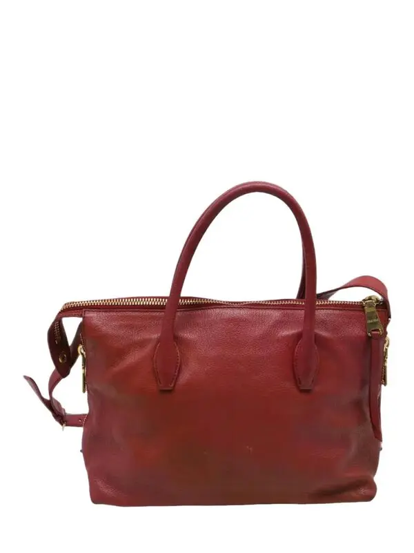 Miu Miu Madras Leather Top Handle Bag - Red