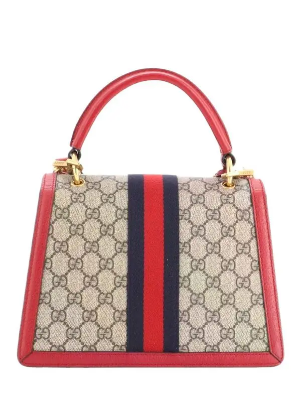 Gucci Queen Margaret Top Handle Bag Gg Coated Canvas With Leather Small Satchel - Red