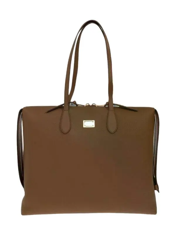 Dolce & Gabbana Vittoria Logo-plaque Leather Shoulder Bag - Brown