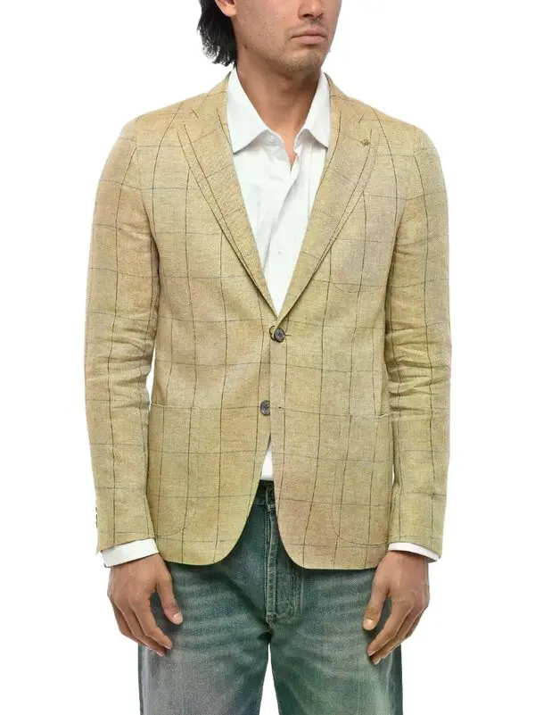 Corneliani Windowpane-pattern Linen Blazer - Yellow