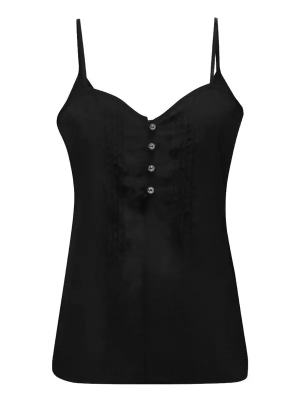 Victoria Beckham Rouleaux Pin-tucked Button-front Cami Top - Black