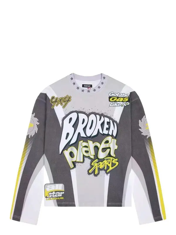 BROKEN PLANET Graphic Print Long Sleeve T-shirt - Grey