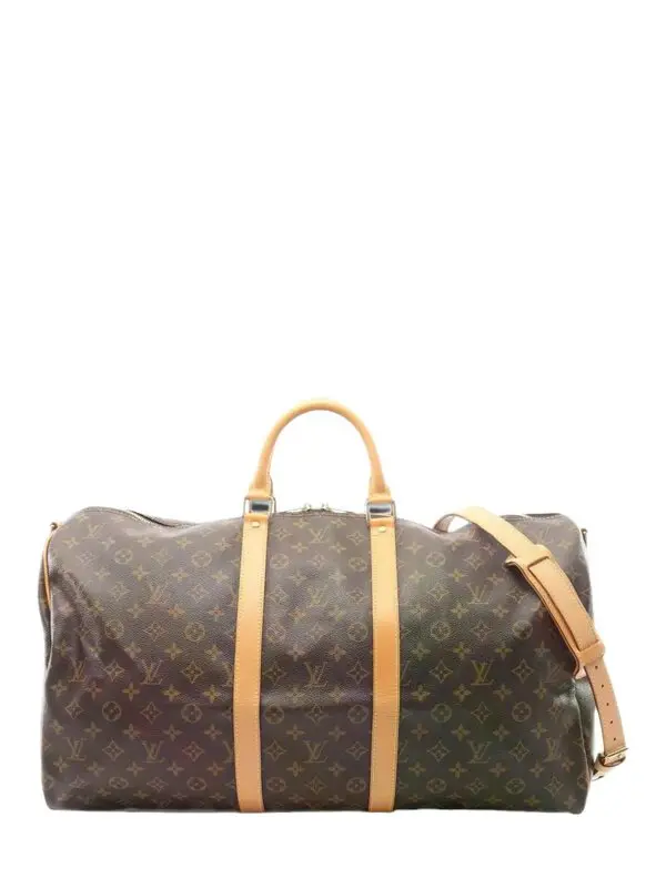 LOUIS VUITTON 55 Keepall Bandoulière Monogram Canvas Holdall - Brown