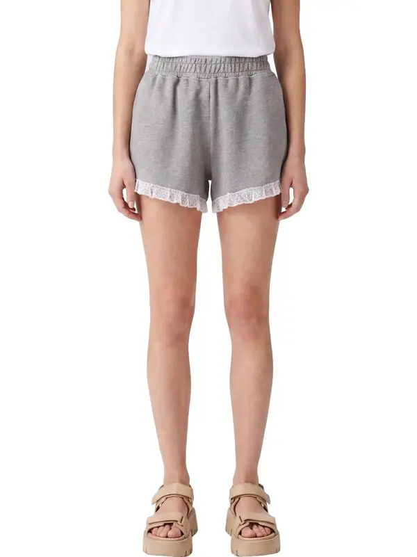 GANNI Lace Trimmed Shorts - Grey