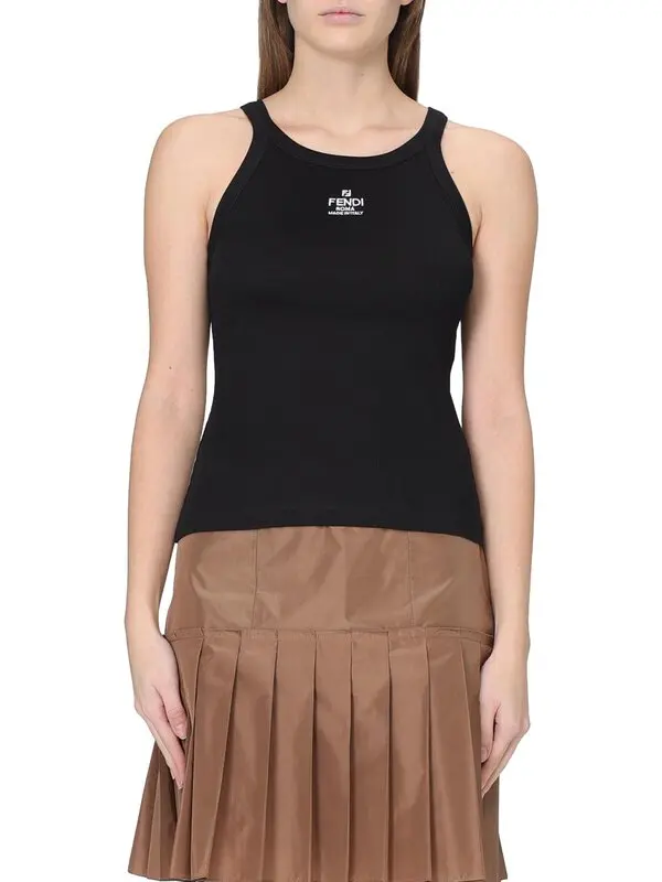Fendi Ribbed Tank Top - Black