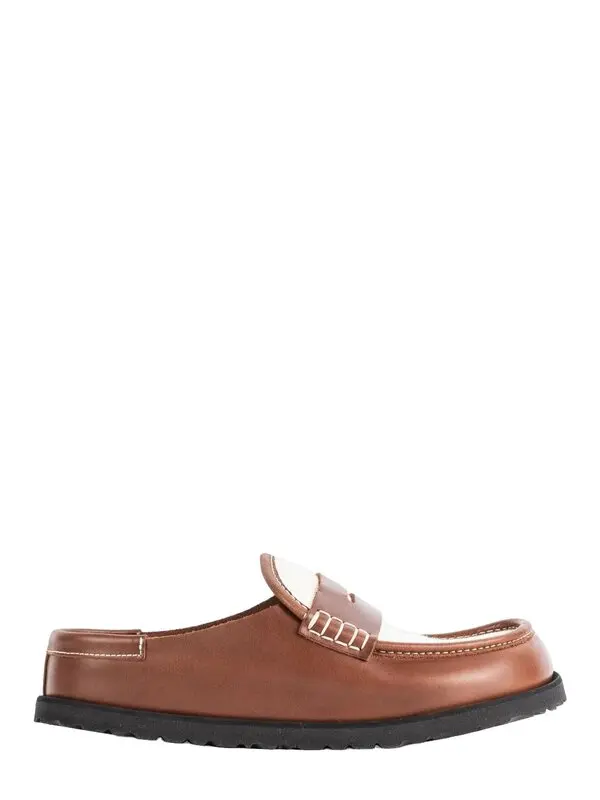 BIRKENSTOCK Naples Leather And Canvas Mules - Brown