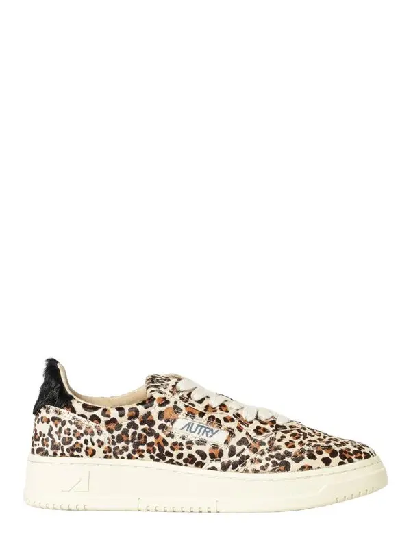 AUTRY Medalist Low Sneakers In Leather With Animalier Pony Hair Inserts - Brown