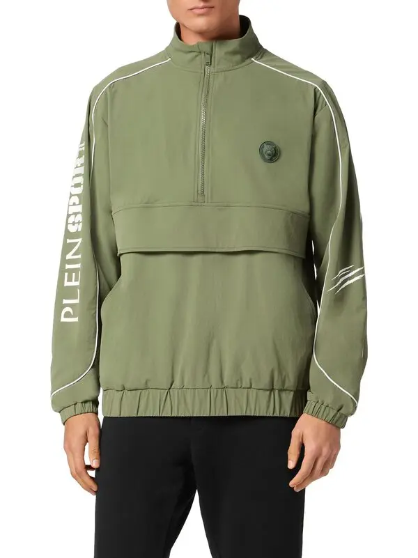PLEIN SPORT Sporty Zip-up Jacket With Contrasting Trim - Olive