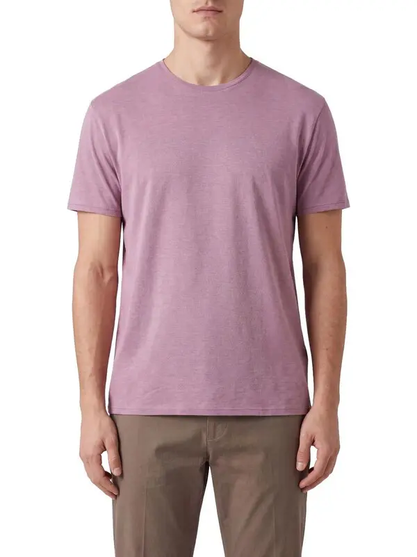RRD Crewneck T-shirt In Stretch Cotton Blend With Applied Logo - Nude