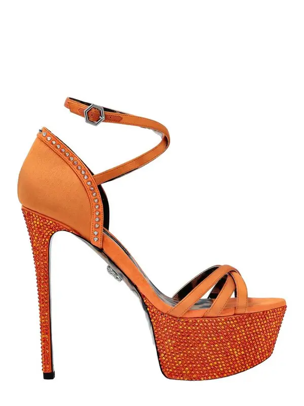 Philipp Plein Embellished High Heel Sandals - Orange