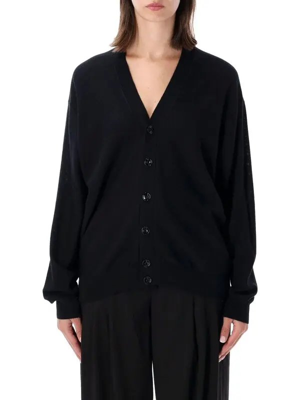LEMAIRE Long Sleeve V-neck Cardigan - Black