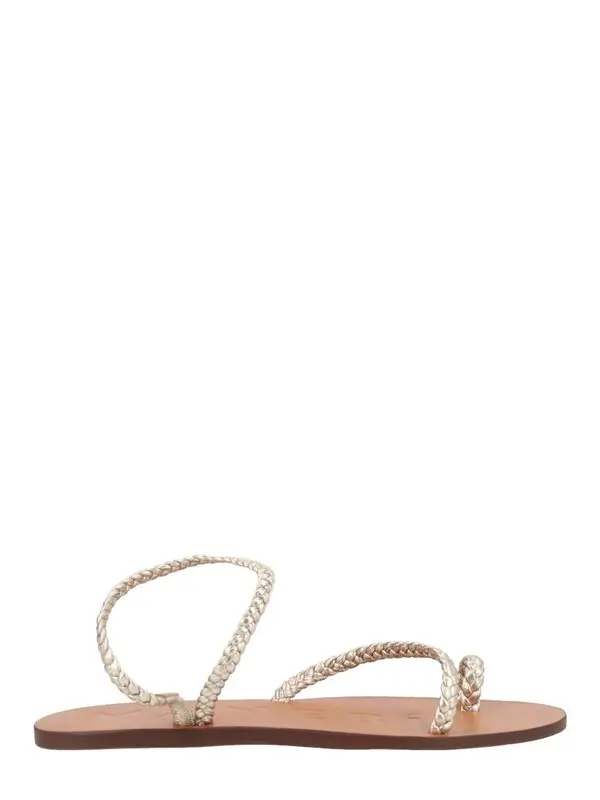 Manebí Woven Leather Thong Sandals With Ankle Strap - Silver