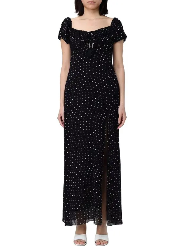 HANITA Viscose Polka Dot Maxi Dress - Black