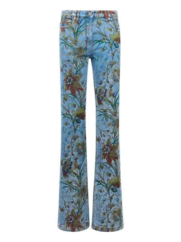 Etro Printed Low-rise Flared Jeans - Medium Wash