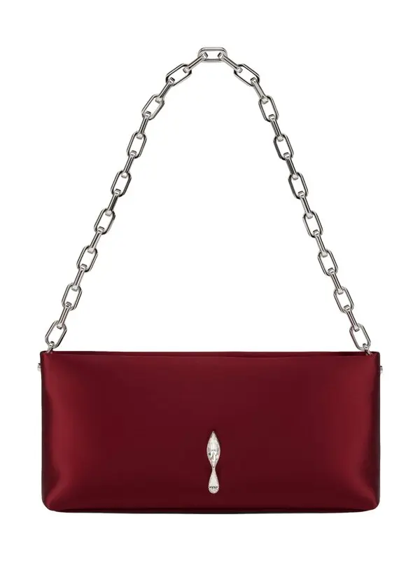 CHRISTIAN LOUBOUTIN Maykimay Chain Pouch Neoprene Satin Clutch Bag - Red