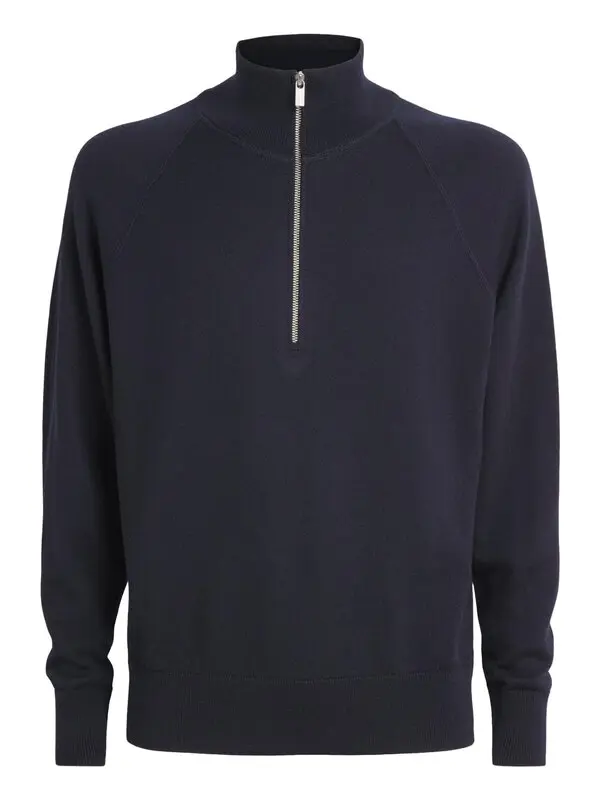 Barena Venezia Merino Quarter-zip Pullover Sweater - Navy