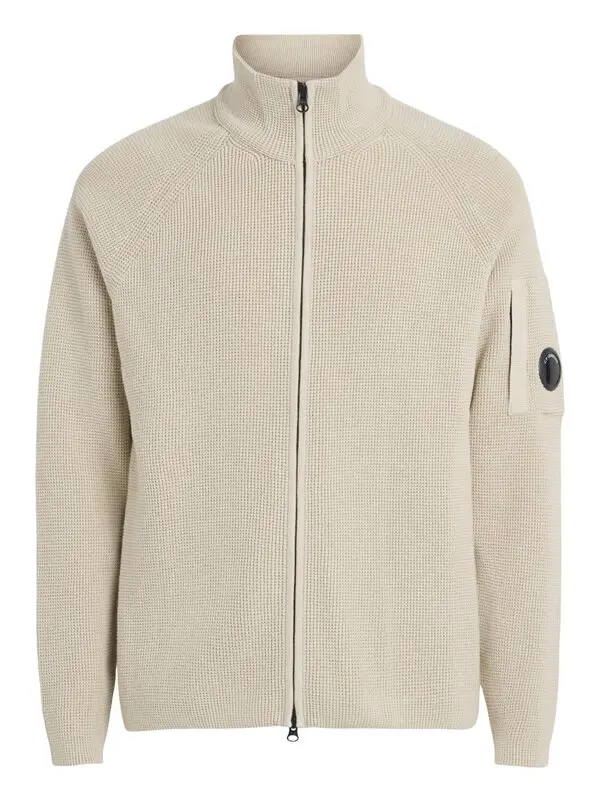 C.P. COMPANY Knit Zip-up Cardigan With Zip Pockets - Beige