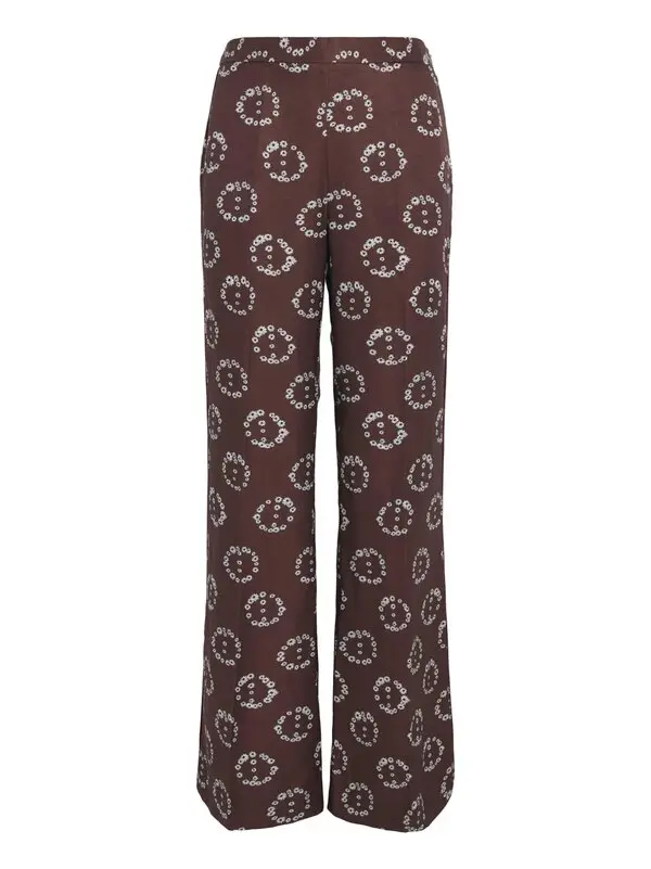 Sandro Floral Print Wide-leg Trousers - Brown