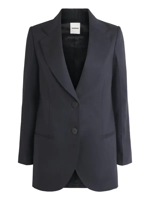 Sandro Wool-blend Stripe Slim Blazer - Blue