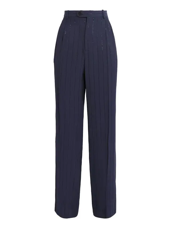 Sandro Embellished Stripe Wide-leg Trousers - Blue