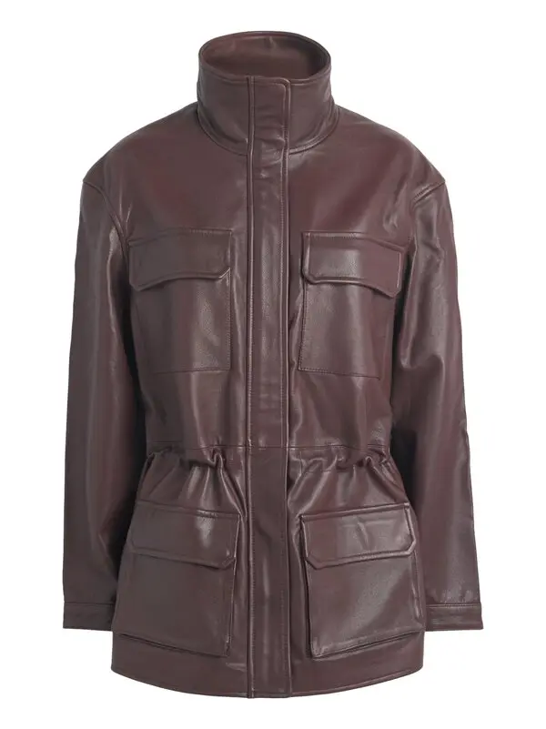 Sandro Oversized Leather Utility Jacket - Red