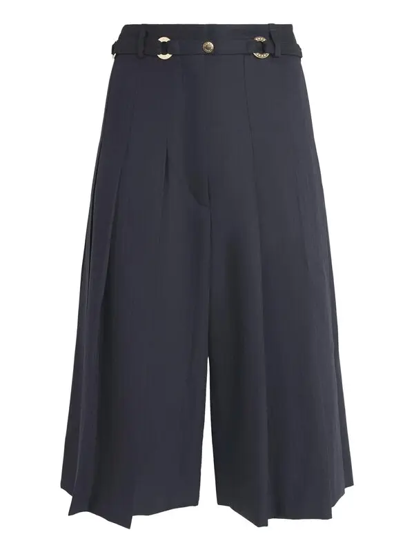 Sandro Pleated Wool-blend Shorts With Removable Belt - Blue