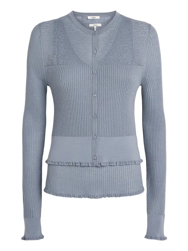 Chloé Wool Tank Top And Cardigan Set - Blue