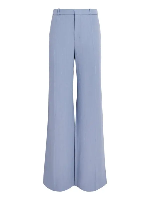 Chloé Linen Flared Wide-leg Trousers - Blue