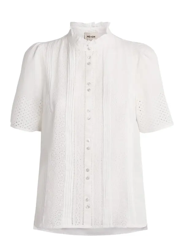 ME+EM Cotton Broderie Anglaise Blouse - White