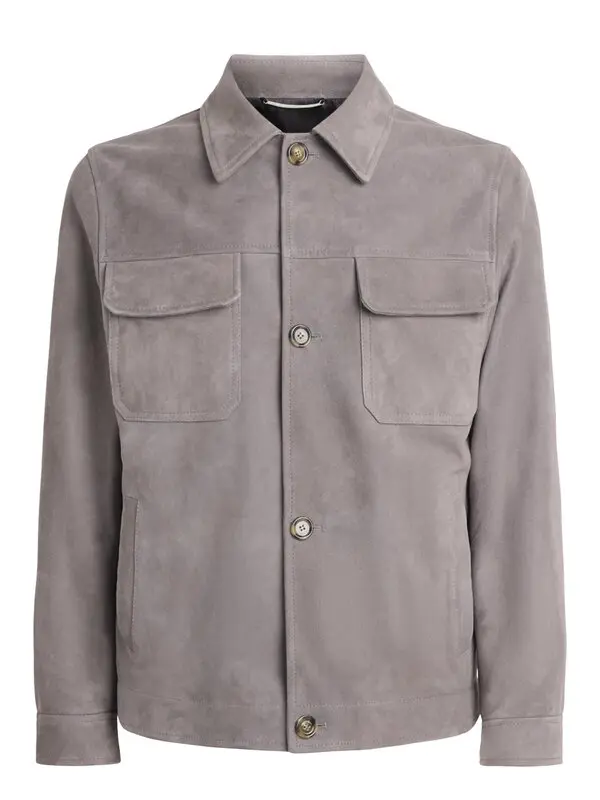 LARDINI Sheepskin Suede Jacket - Grey