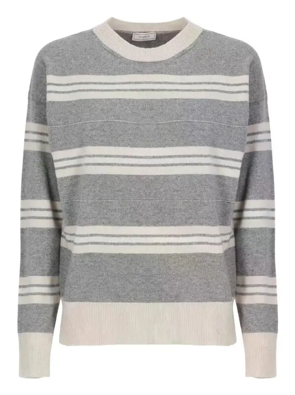 Peserico Striped Lurex Detailed Sweater - Grey