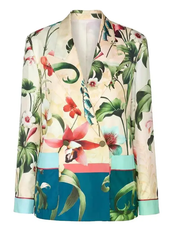 F.R.S FOR RESTLESS SLEEPERS Floral Print Double-breasted Jacket - Neutrals