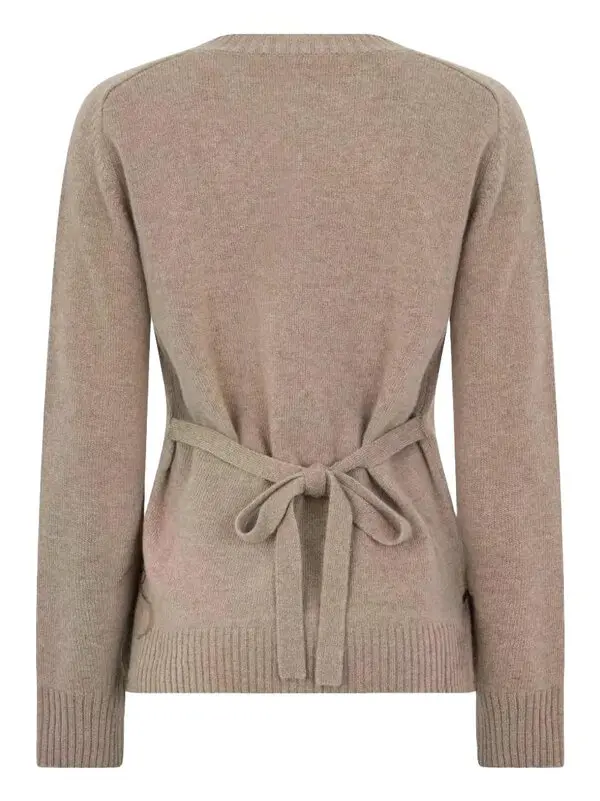 P.a.r.o.s.h Feather-trim Tie-waist Sweater - Neutrals
