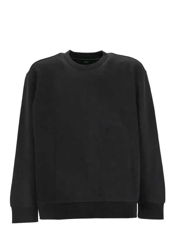 BOSS Logo Patch Crew Neck Sweater - Black