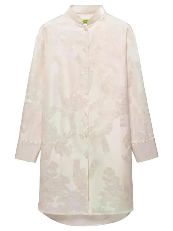 Shanghai Tang Jacquard Floral Pattern Shirt Dress - Pink