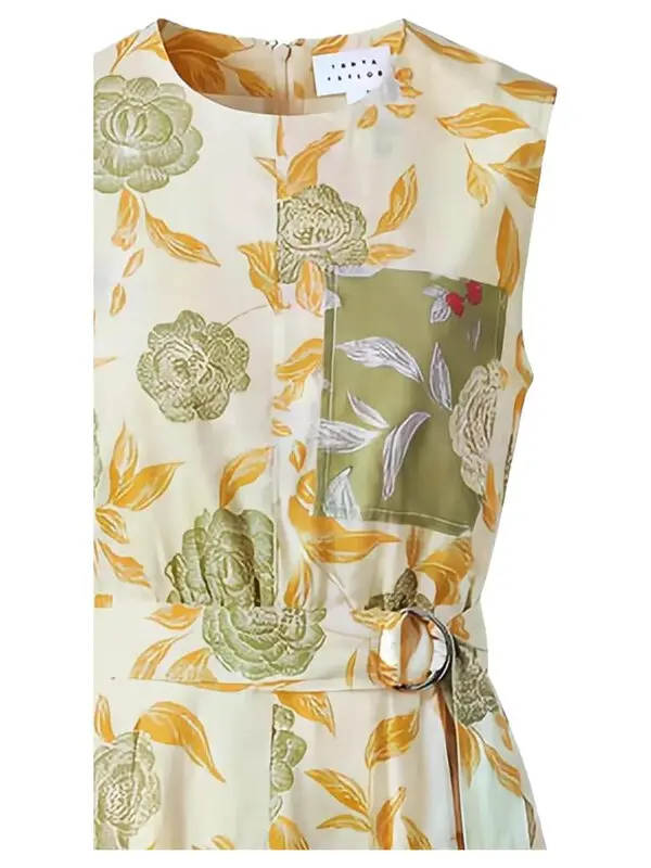 Tanya Taylor Floral Print Asymmetric Midi Dress - Neutrals