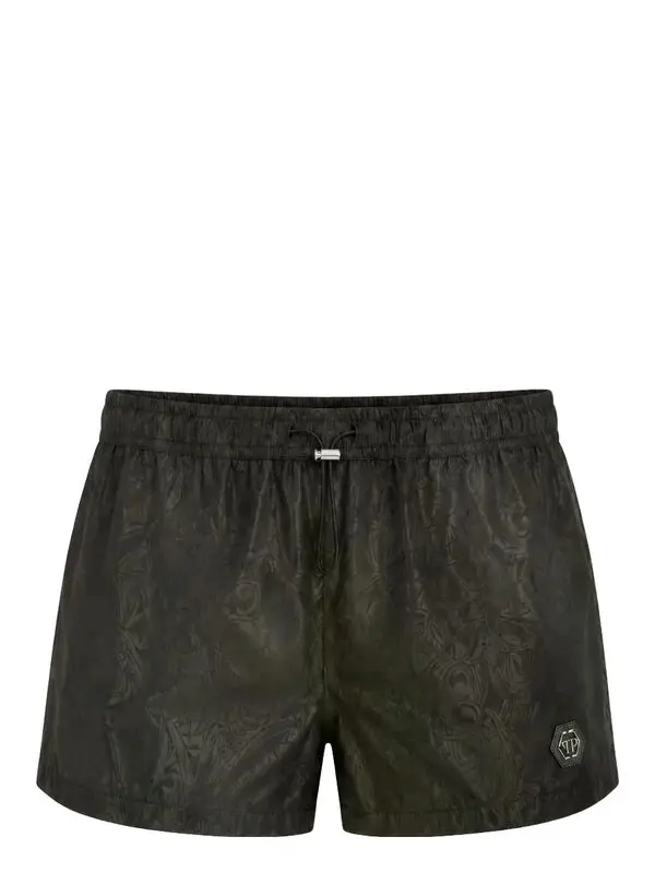 Philipp Plein Gothic Print Swim Shorts - Black